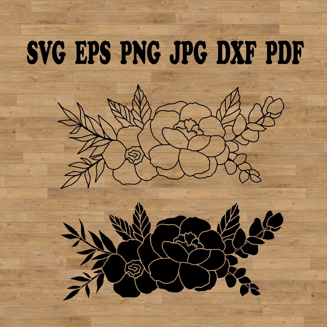 Floral Arrangement Svg Png Jpg, Flower Bundle Svg, Minimalist Svg ...