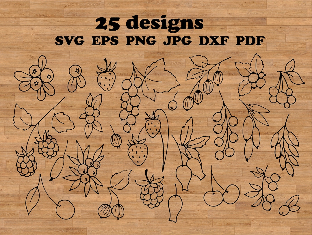 Doodle Berries Svg, Black Currant, Botanical Clipart, Botanical Svg ...