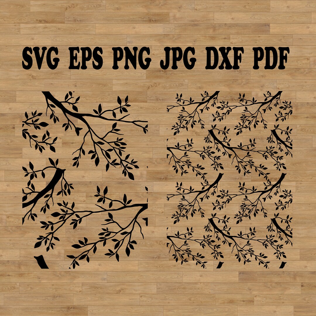 Seamless Pattern Branch Svg, Botanical Cricut, Branch Silhouette, Cute ...