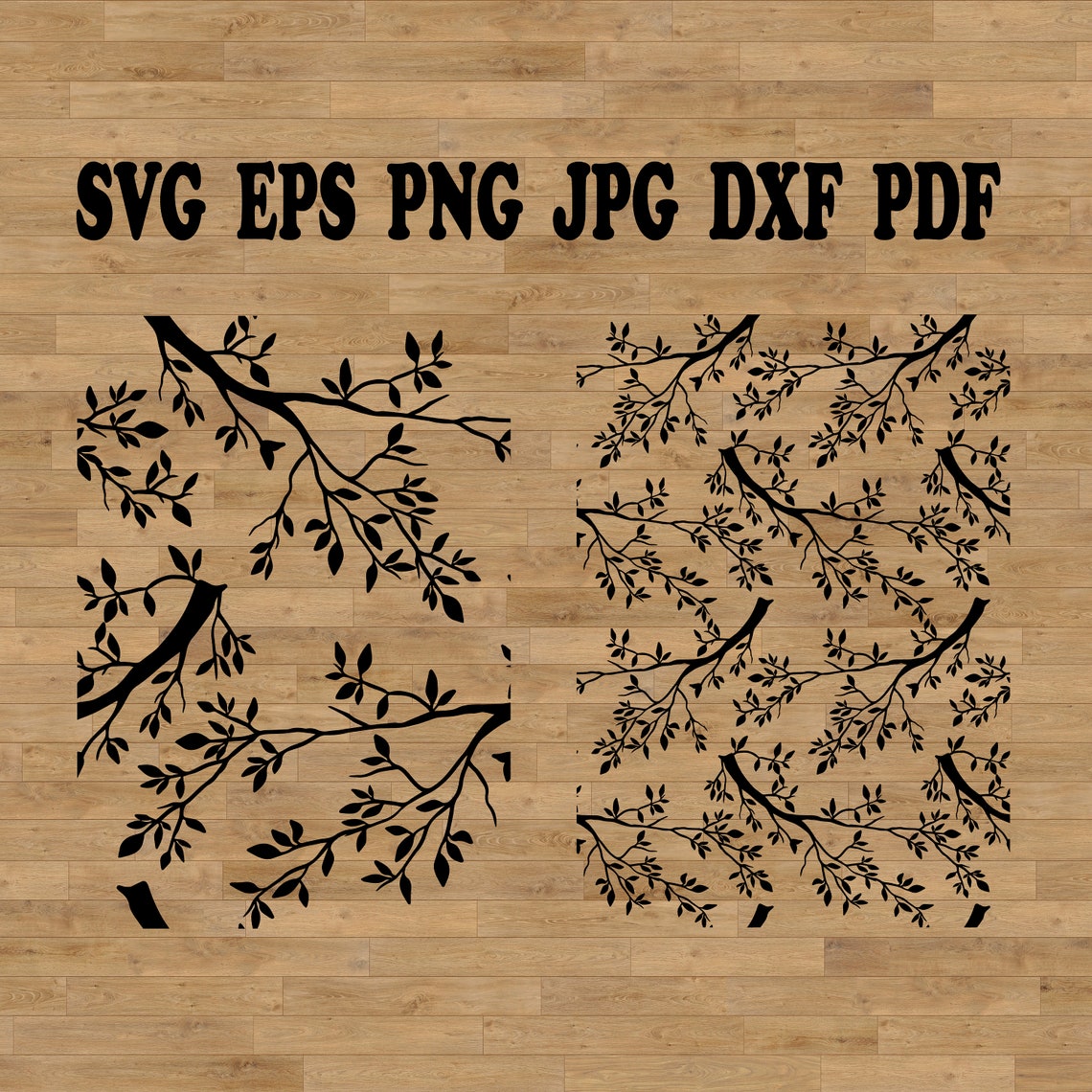 Seamless Pattern Branch Svg, Botanical Cricut Silhouette, Vinyl Cut ...