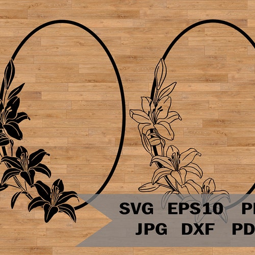 Lily Template Svg Floral Frame Flower Clipart Cricut | Etsy
