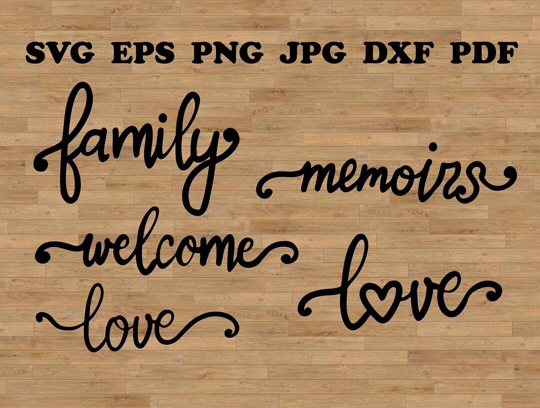 Palabras svg, familia svg, puntada svg, paquete de palabras svg ...