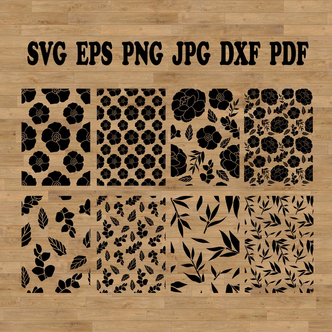 Seamless Pattern Svg Flowers Leaves, Botanical Cricut, Cute Vinyl Cut ...