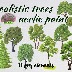 Png Tree Clipart, Forest Fir Landscape, Watercolor Acrylic ...