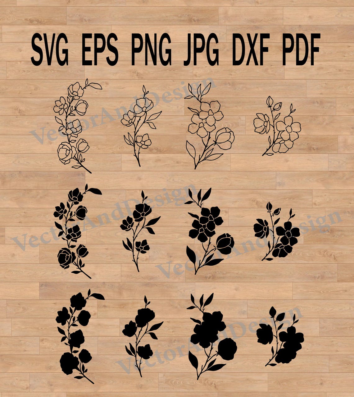Sakura Svg, Cherry Blossom Svg, Floral Bundle Spring Flower Svg, Sakura ...
