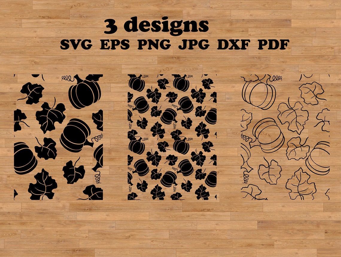 Pumpkin and Leaves Seamless Pattern SVG, Halloween Fall Design ...