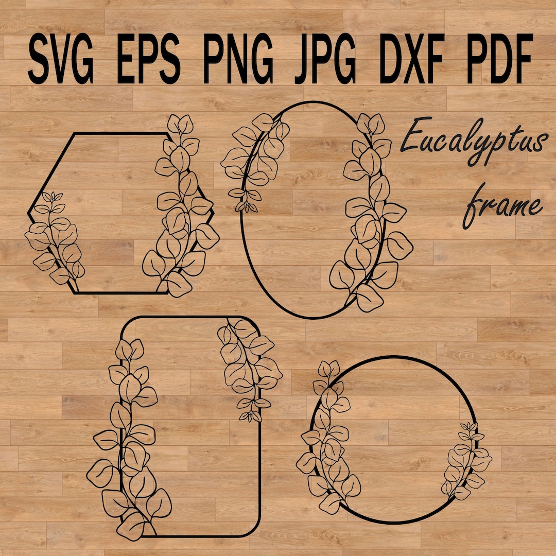 Eucalyptus Frame Svg Botanical Line Art Png Wedding Design for Cards ...