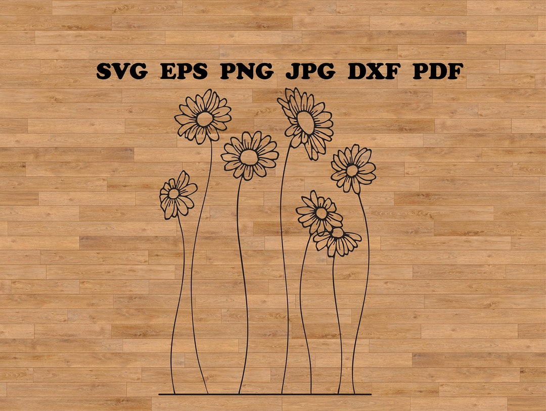 Daisy Border Svg, Floral Line Art, Wildflower Sign Clipart, Botanical ...