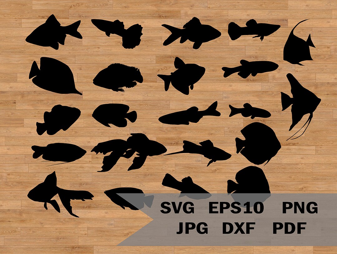 Fish Template Svg, 22 Ocean Animals Silhouettes, Set of Silhouettes of ...