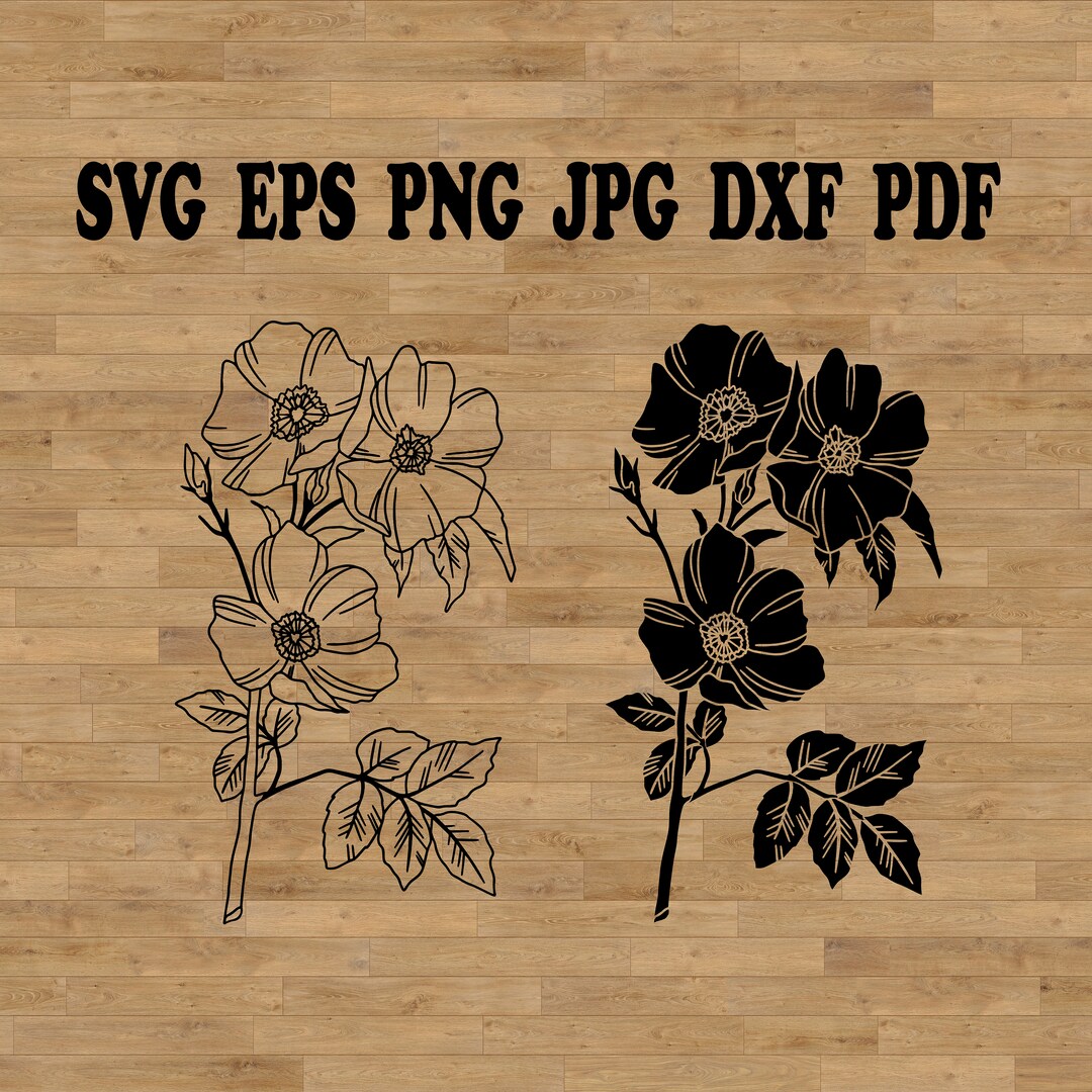 Wild Rose Svg, Rose Svg, Rose Silhouette, Rose Tattoo, Spring Flower ...