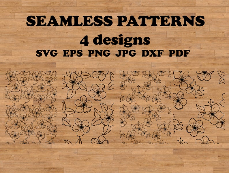 Sakura Seamless Pattern Svg, Botanical Cricut, Bloom Silhouette Vinyl ...