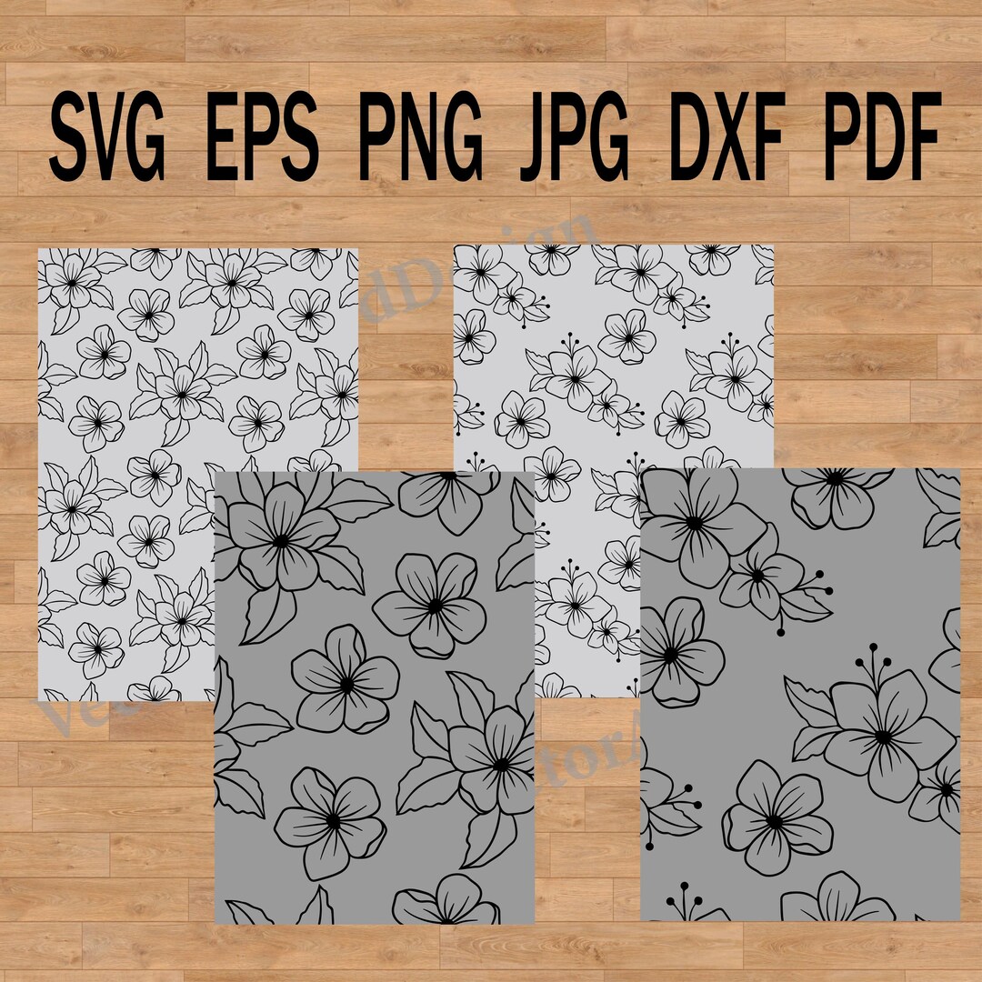 Sakura Seamless Pattern Svg, Botanical Cricut, Bloom Silhouette Vinyl ...