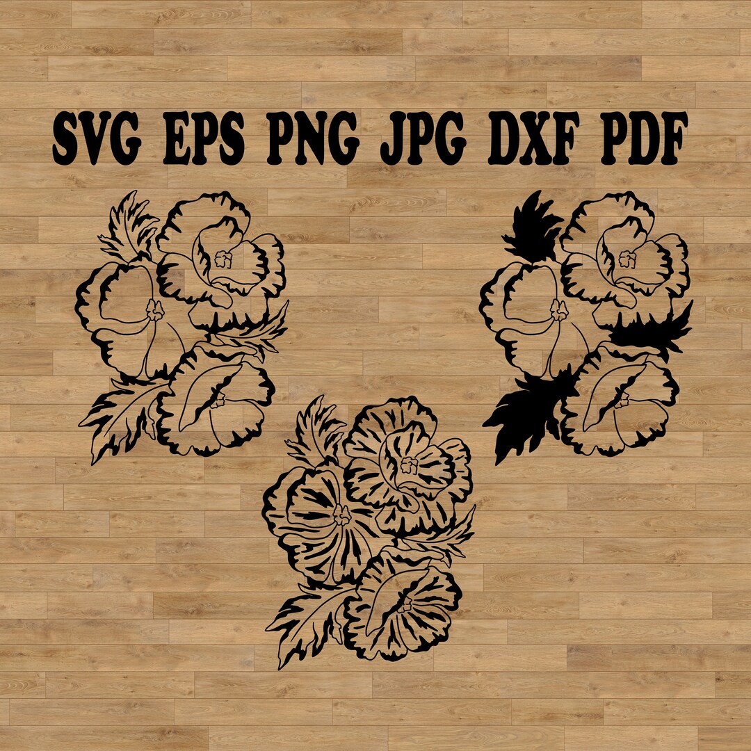 Poppy Svg, Bouquet Poppies Svg, Botanical Svg, Wildflower Svg, Flower ...