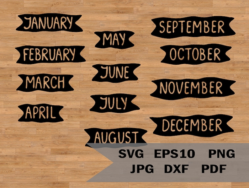 Month of the Year Template Svg, Cut Files Silhouette, Cricut Explore ...