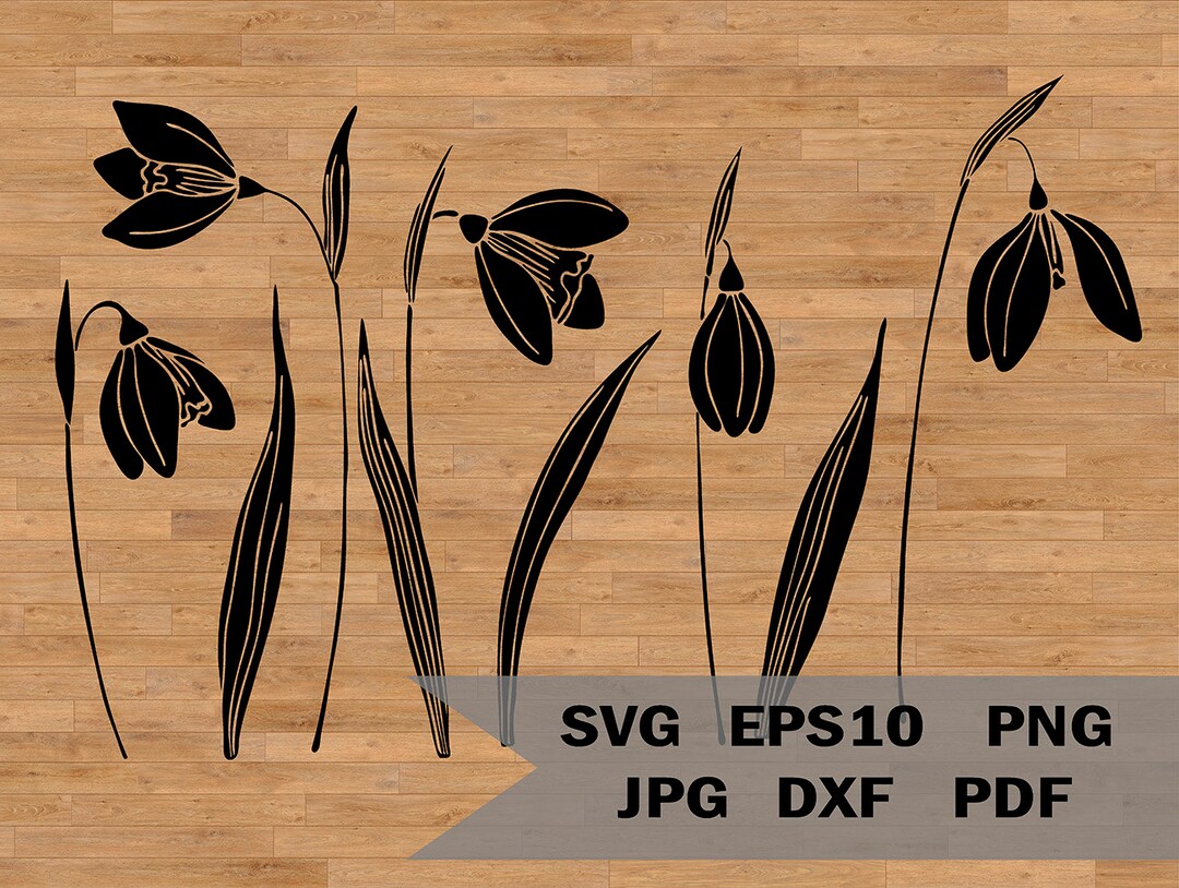 Snowdrops Template Svg, Spring Flowers Stencil, Machine Cut, Snowdrop ...