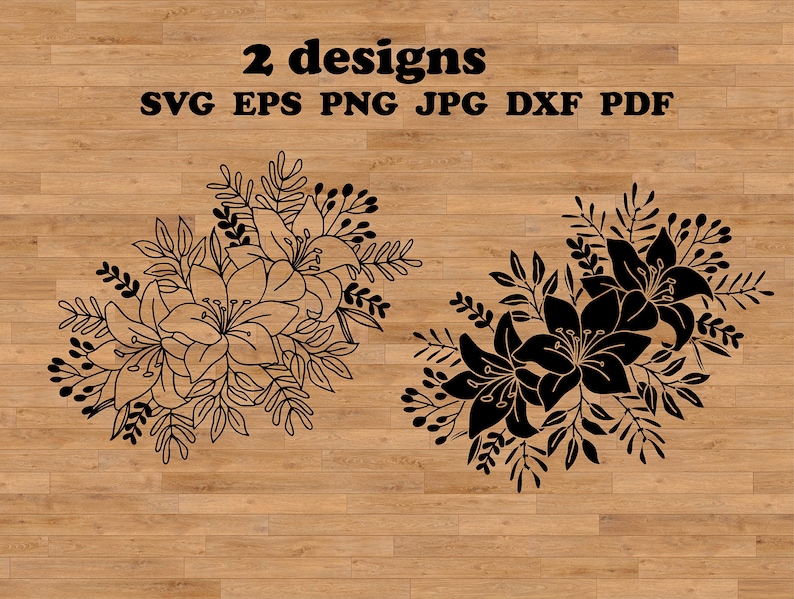 Bouquet Lilies Svg Lily Svg Files Flower Svg Bundle Lily - Etsy