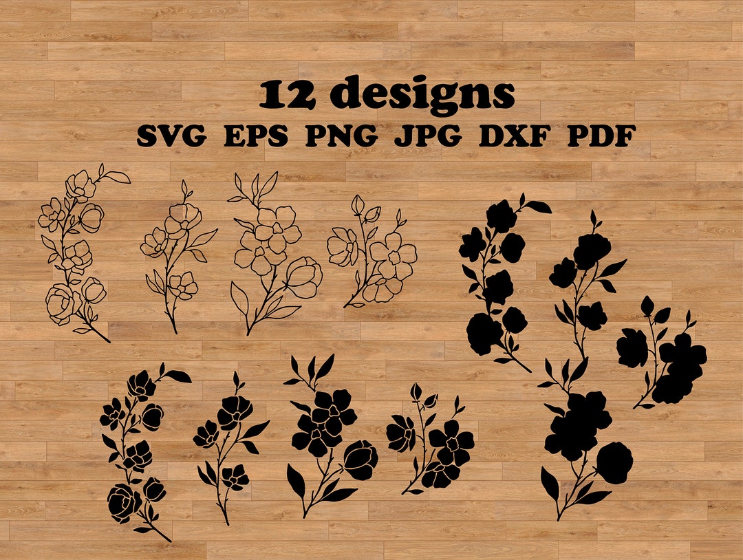 Sakura Svg, Cherry Blossom Svg, Floral Bundle Svg, Spring Flower Svg ...