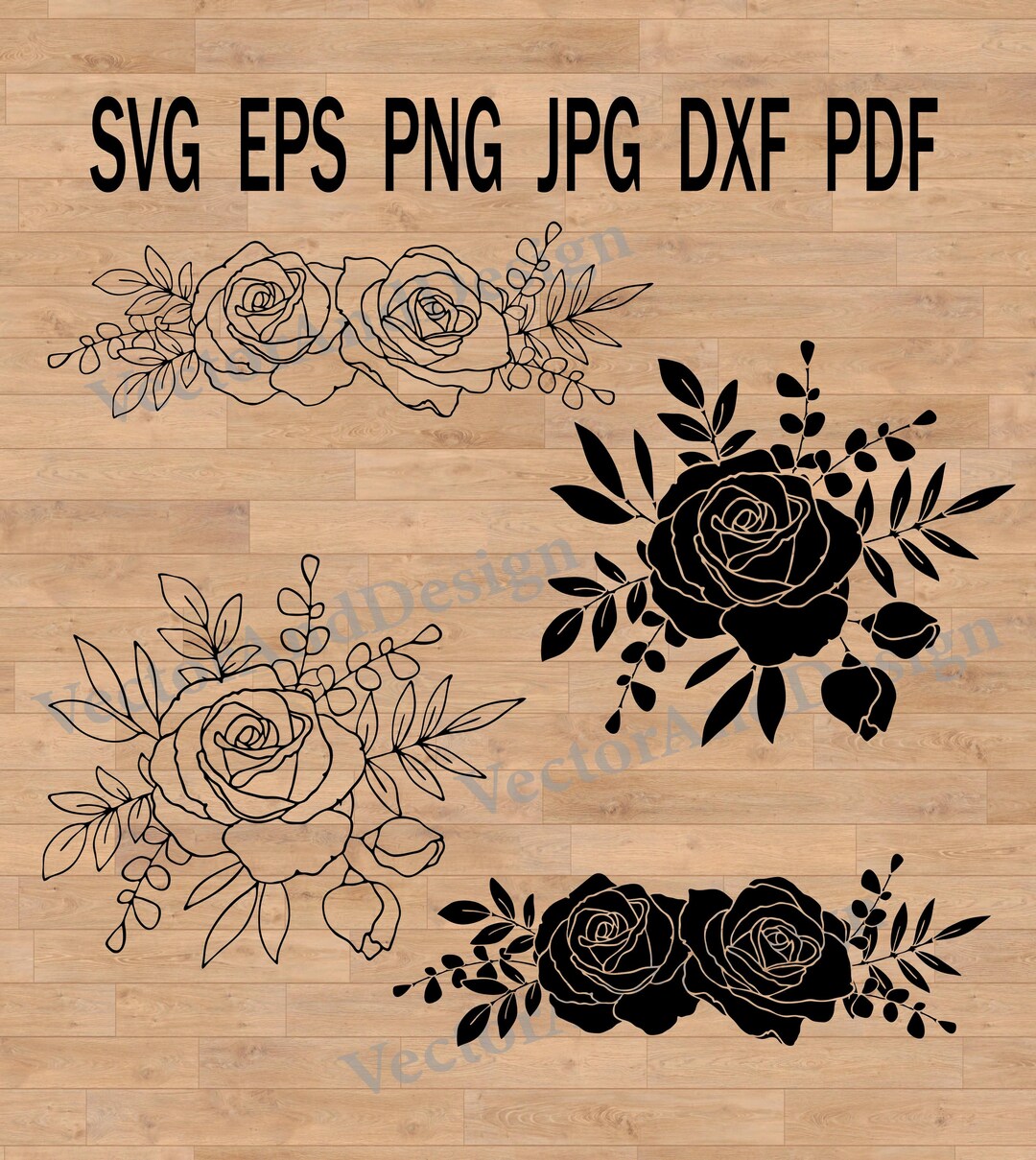 Roses Border Svg, Spring Vector Rose Clipart, Flower Border Stencil ...