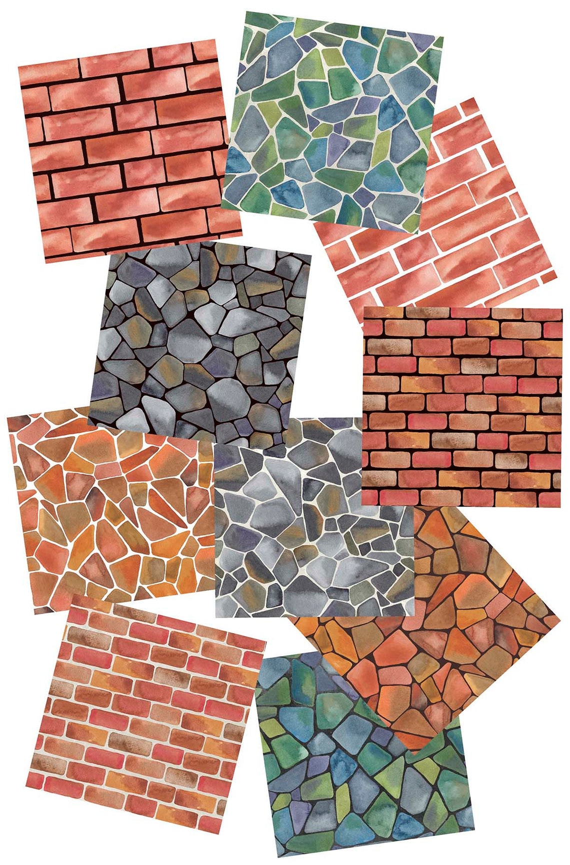 Stone Wall Digital Scrapbooking Paper Brick Stone - Etsy