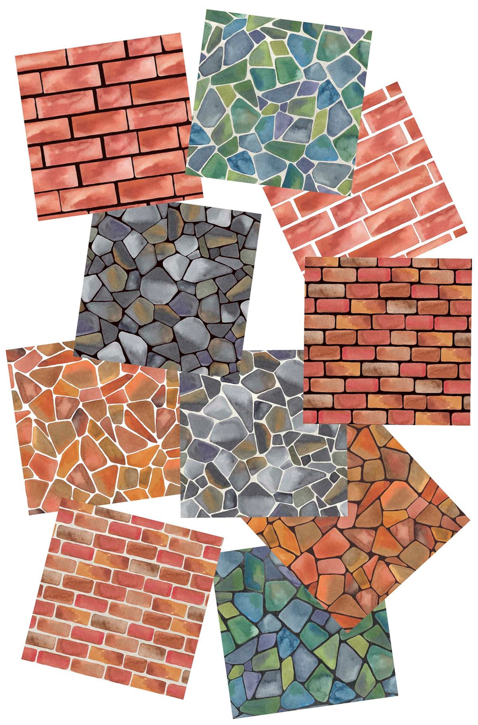 Stone Wall Digital Scrapbooking Paper Brick Stone - Etsy