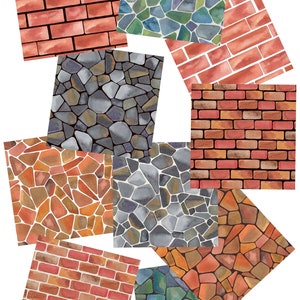 Stone Wall, Digital Scrapbooking Paper, Brick, Stone, Watercolor ...
