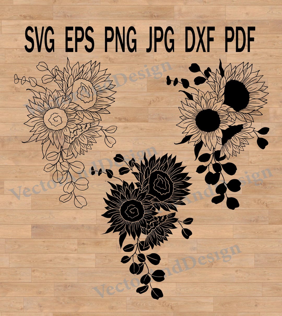 Sunflower Svg, Vector Flower Cut File for Cricut, Silhouette, Sunflower ...