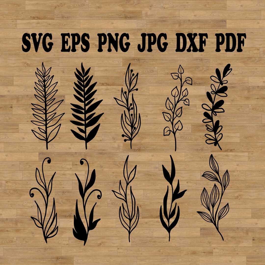 Leaf Silhouette SVG Bundle: Vector Branches, Flourishes (digital Files A4 Sheet) - Etsy