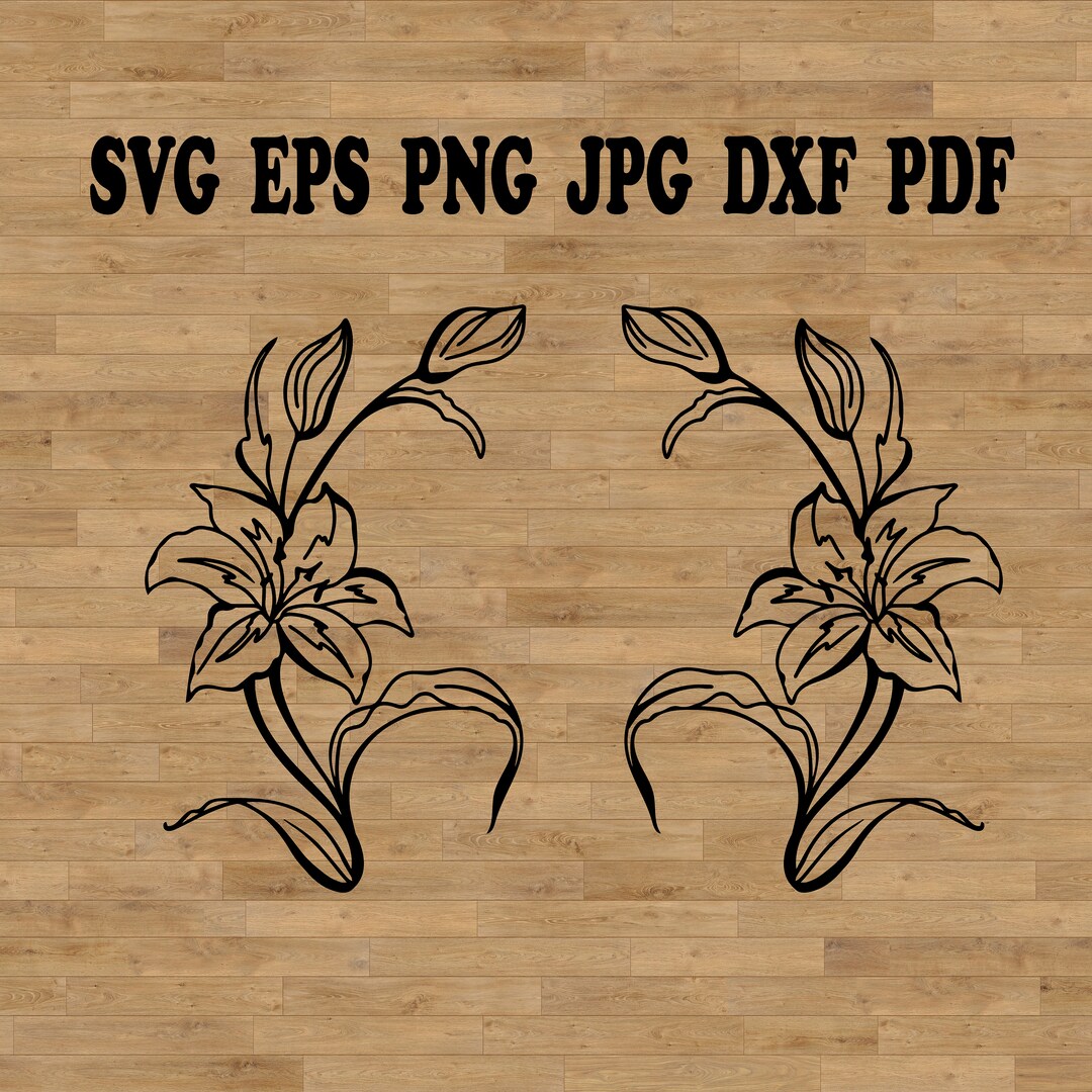 Lily Svg Flower Bouquet Svg, Flower Wedding Svg, Digital Wedding Logo ...