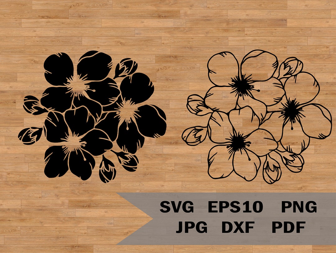 Sakura Flower Design to Decorate a T-shirt or Shopper, Sakura Svg Cut ...