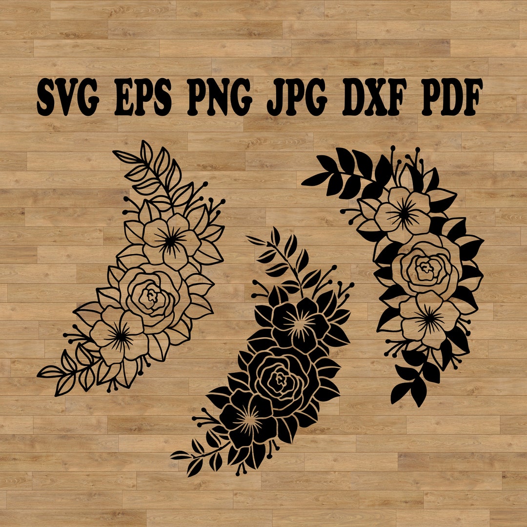 Bouquet Svg, Floral Svg, Wildflower Svg, Corner Svg, Rose Svg, Wedding ...
