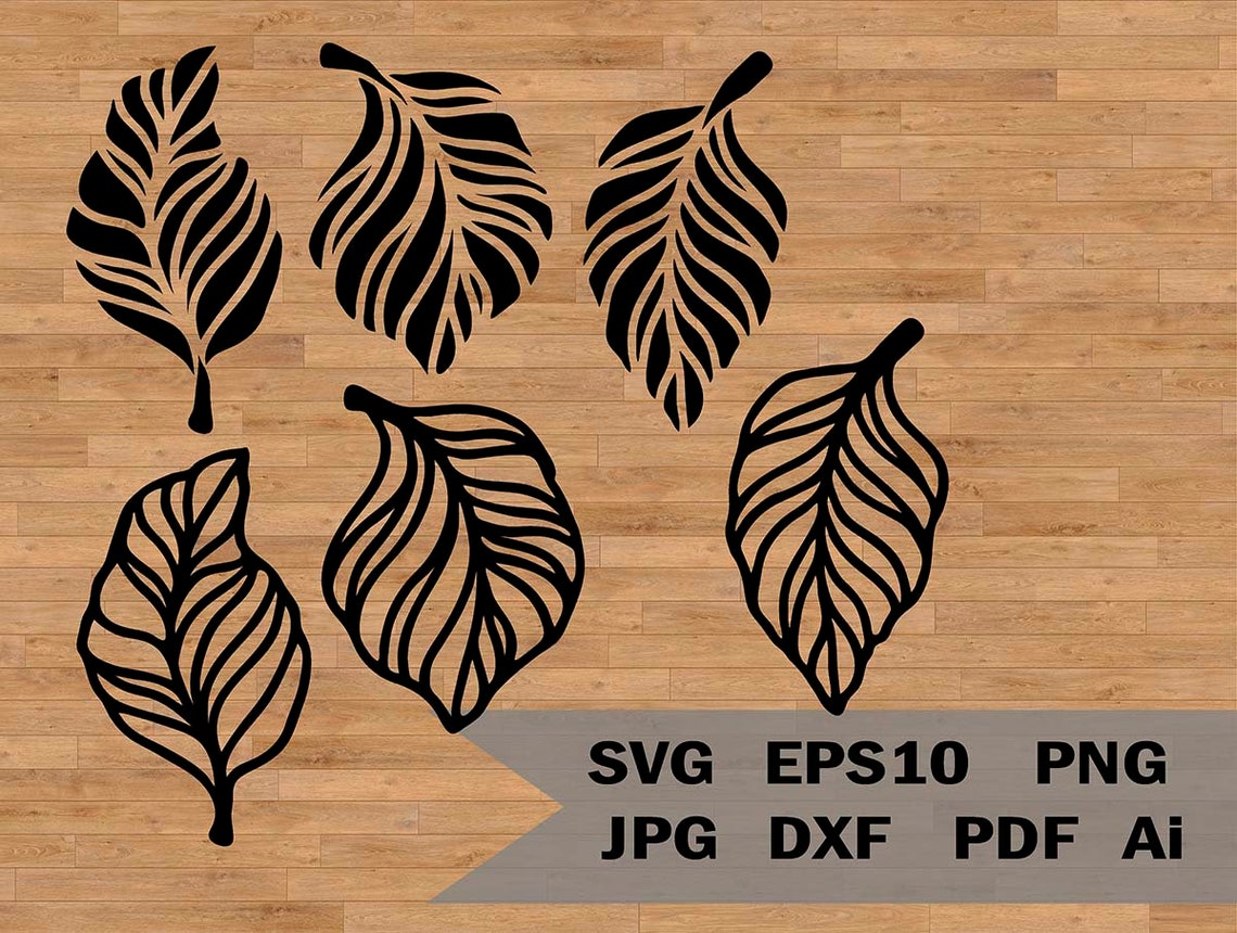 Leaves Template Svg Stylized Leaf Files for Design Leaves | Etsy