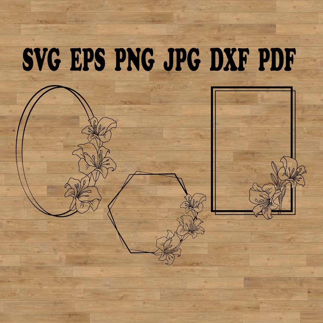 Lily Frame Svg, Digital Wedding Logo, Blossom Svg, Wedding Wreath Svg ...