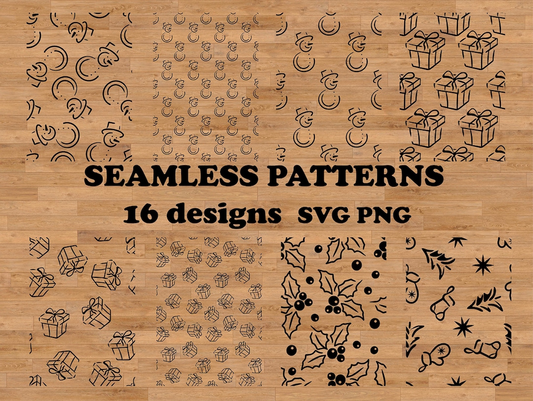 Seamless Christmas Patterns Svg, Set of 16 Pcs, Seamless Pattern Svg ...