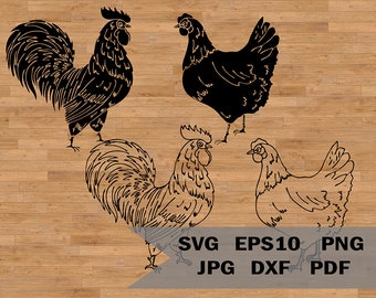 Rooster Svg Silhouette Floral Chicken Svg (Instant Download) - Etsy
