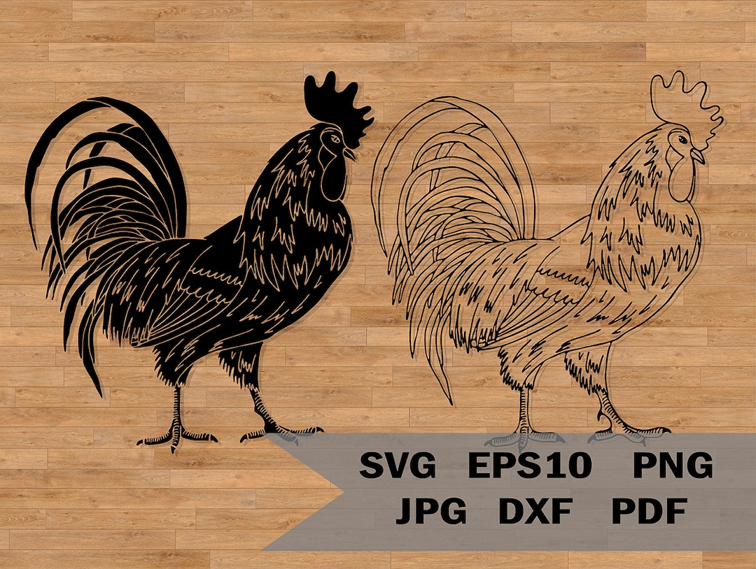 Rooster Template Svg, Cockerel Svg, Chicken Svg, Bird Farm for Cutting ...