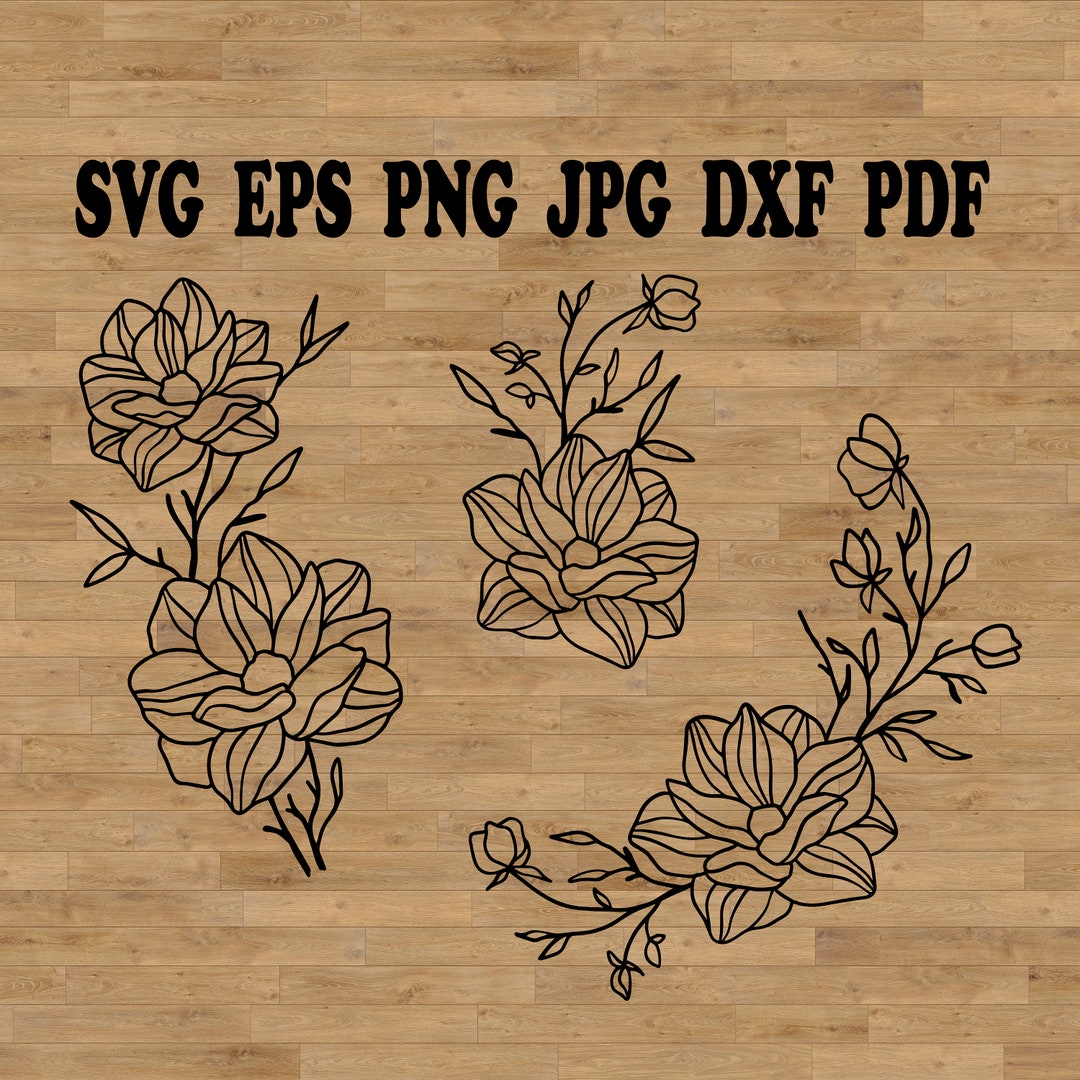 Branch of Flowers Svg, Botanical Clipart, Simple Flowers Svg, Botanical ...