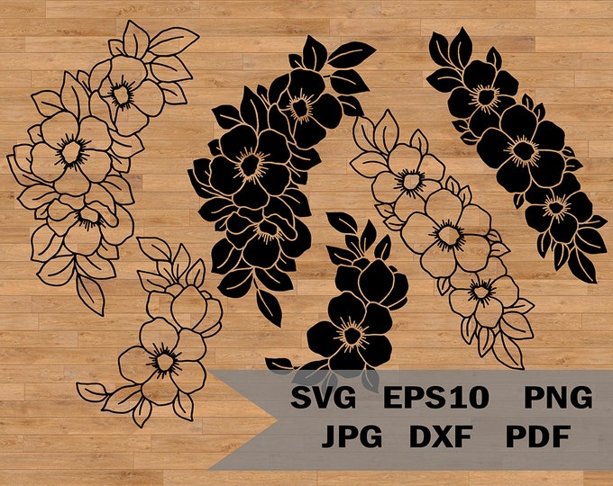 Flower Corner Svg Bouquet Svg Flower Wedding Svg Plant Svg - Etsy