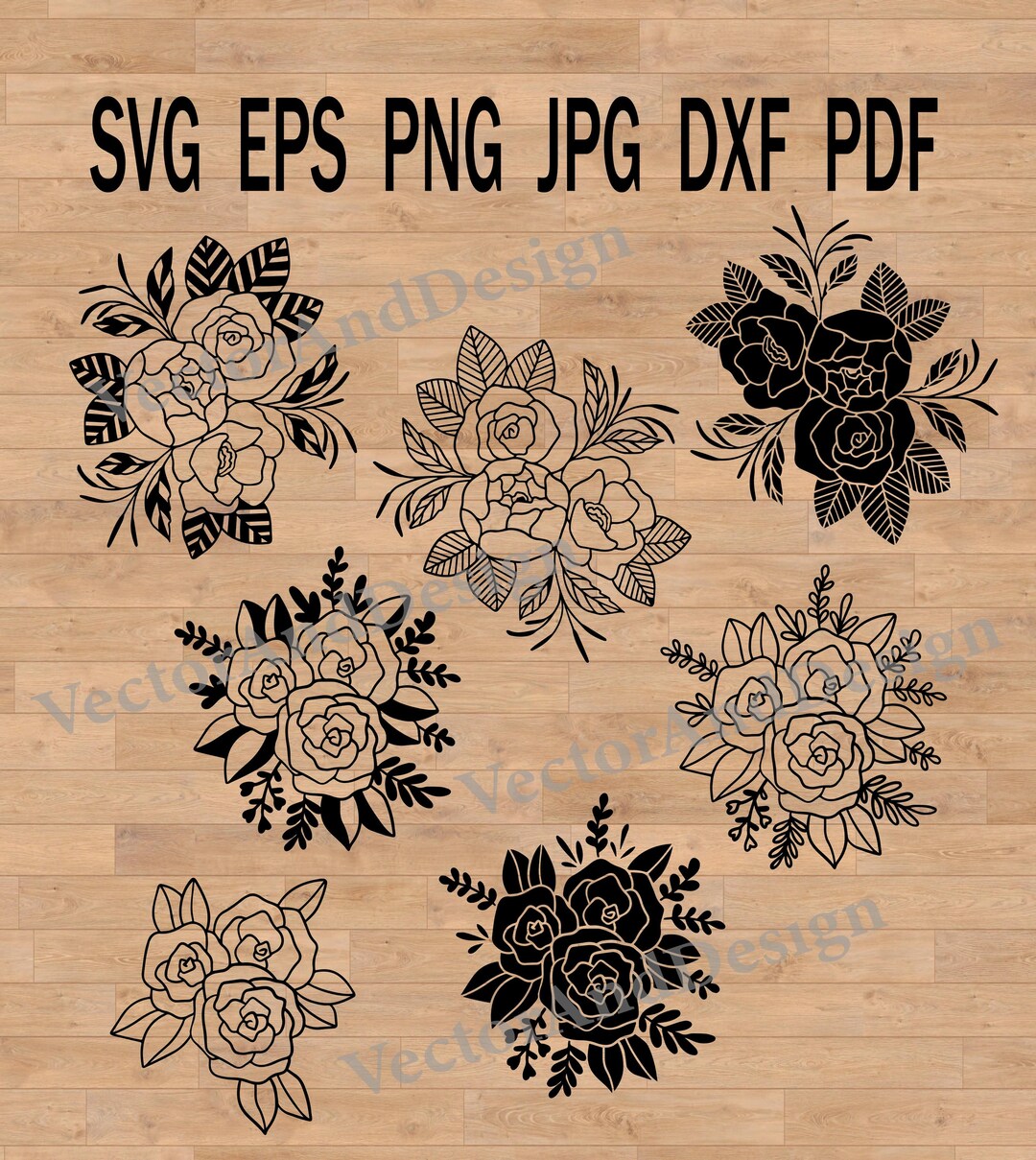 Bouquet of Roses Svg, Png Flower, Vector Rose Clipart, Peonies Wedding ...