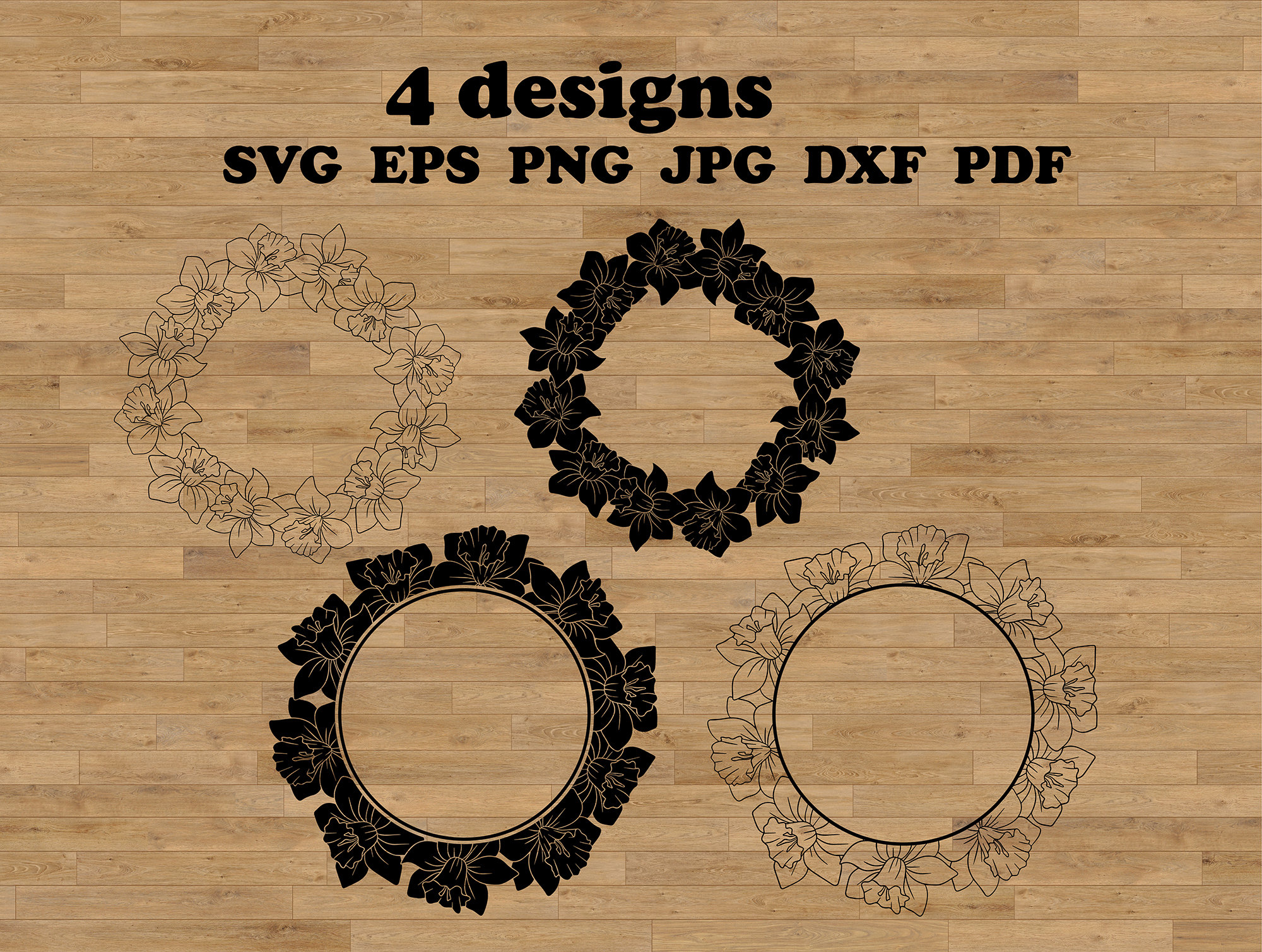 Narcissus Frame Svg Floral Frame Svg Narcissus Flower - Etsy