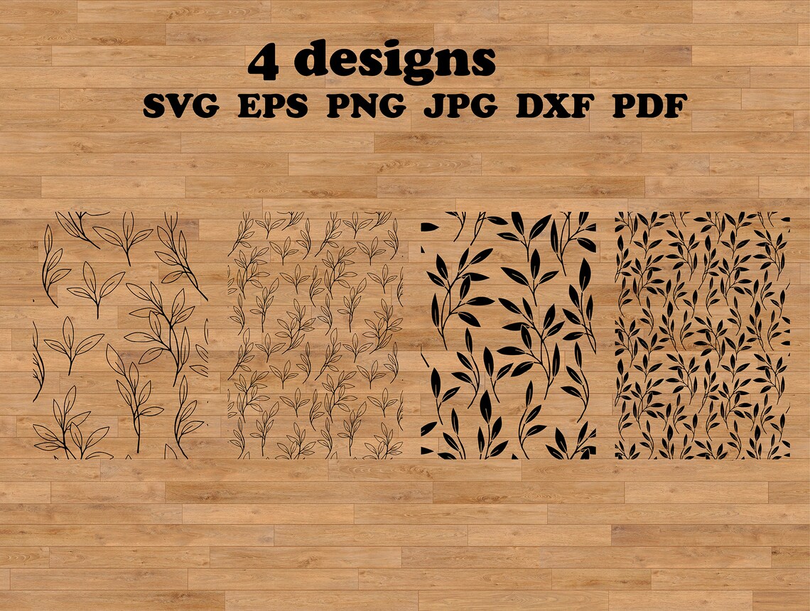 Leaves Seamless Pattern SVG, Branches Seamless Clipart (digital Files ...