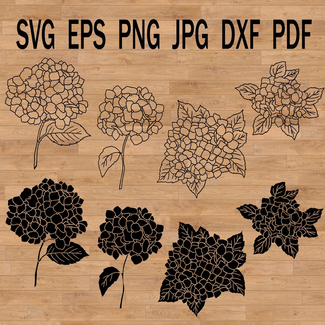 Hydrangea Template Svg Floral Cricut Svg Cut File, Garden Svg, Hydrangea Clipart, Botanical SVG ...