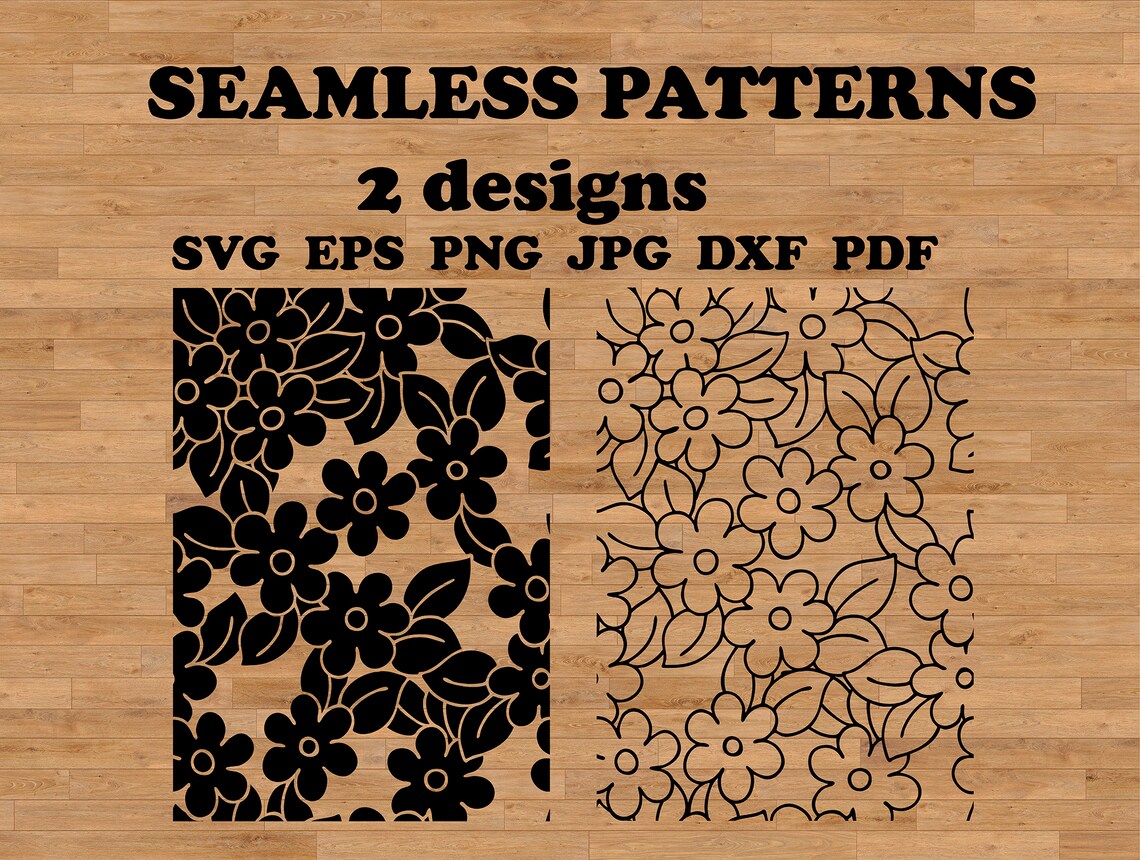Seamless Pattern of Flowers Svg Hand Drawn Pattern Summer - Etsy