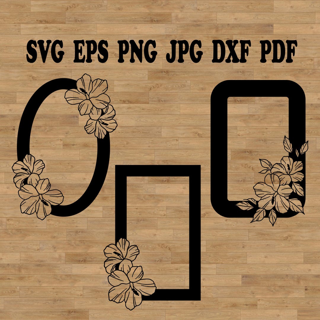 Frame Hibiscus Svg, Hibiscus Wreath Svg, Tropical Monogram, Flower ...