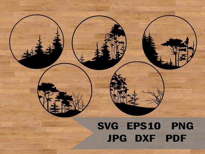 Nature Svg Landscape Svg Forest Svg Round Frame Tree Etsy