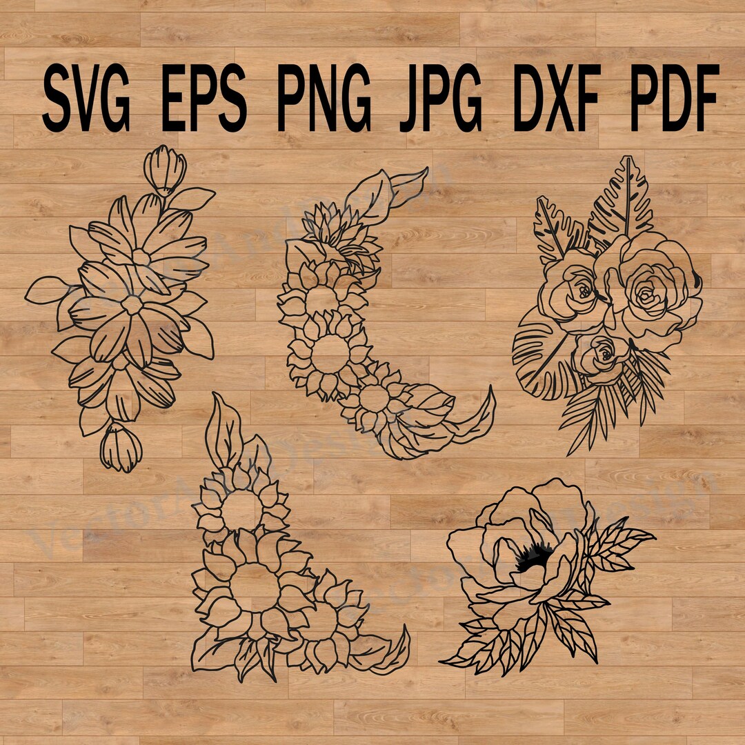 Border Corner Flowers Svg, Floral Border Svg, Floral Frame Svg, Flowers ...
