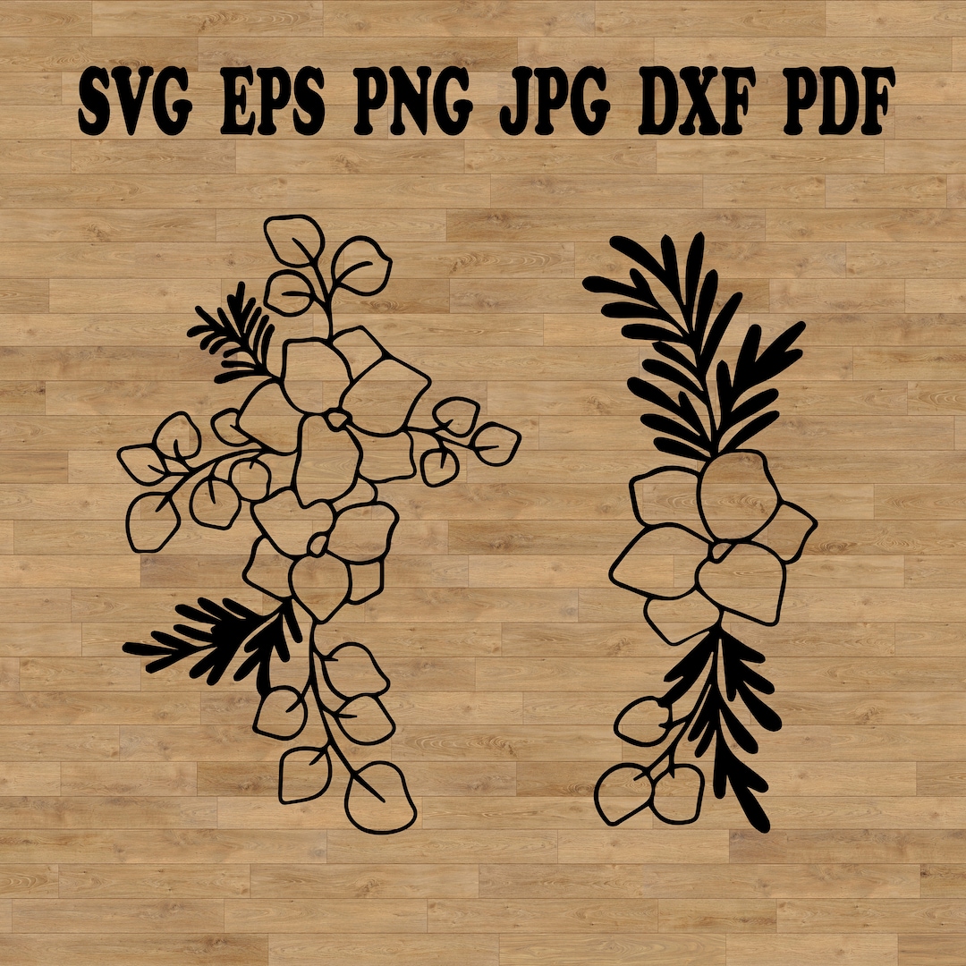 Branch of Flowers Svg, Floral Border Svg, Fine Line Botanical, Blossom ...