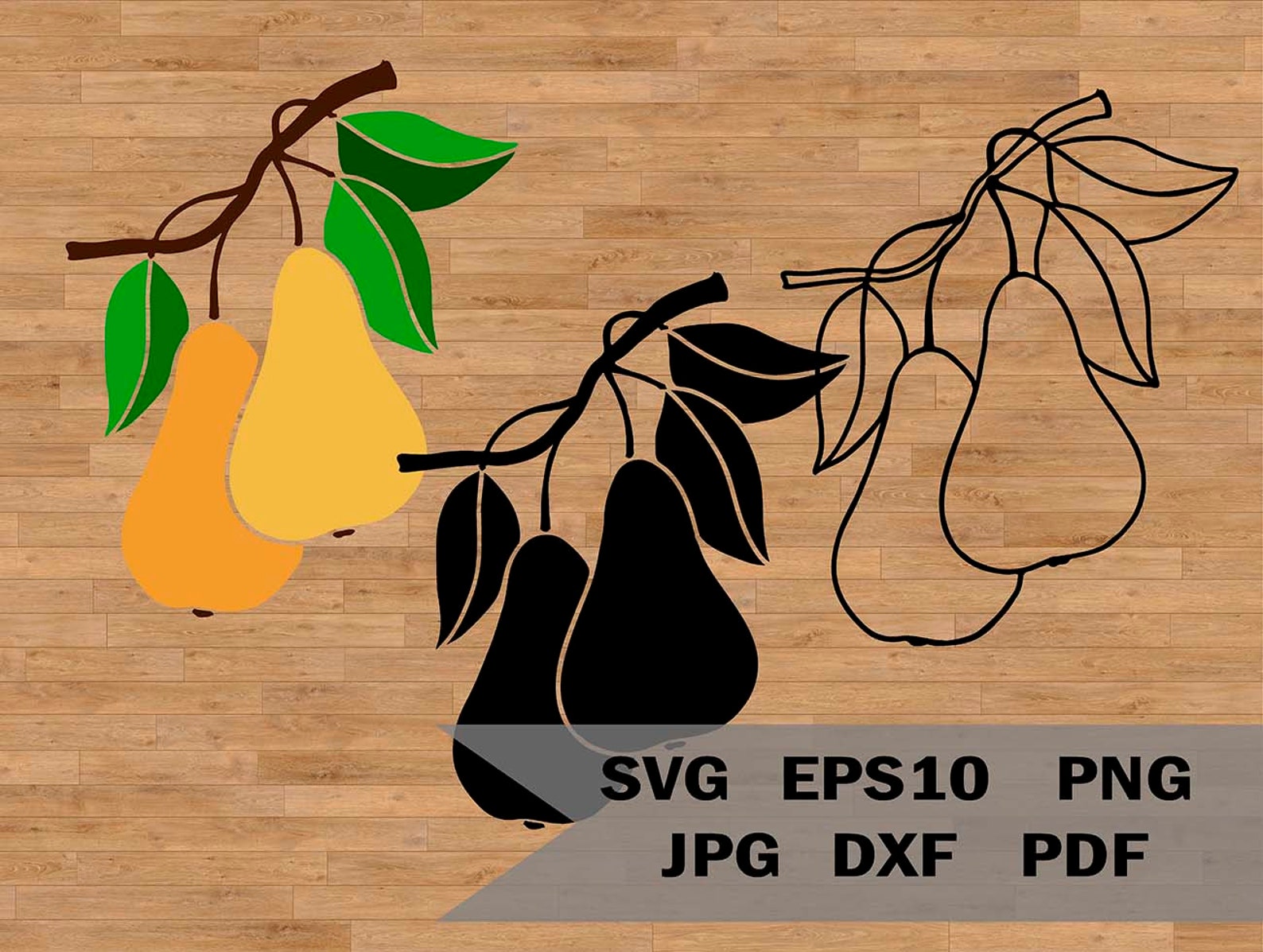 Pears Template Svg Digital Download for Fruits Silhouette | Etsy