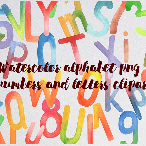 Watercolor Alphabet Clipart 26 Hand Painted PNG Watercolor - Etsy