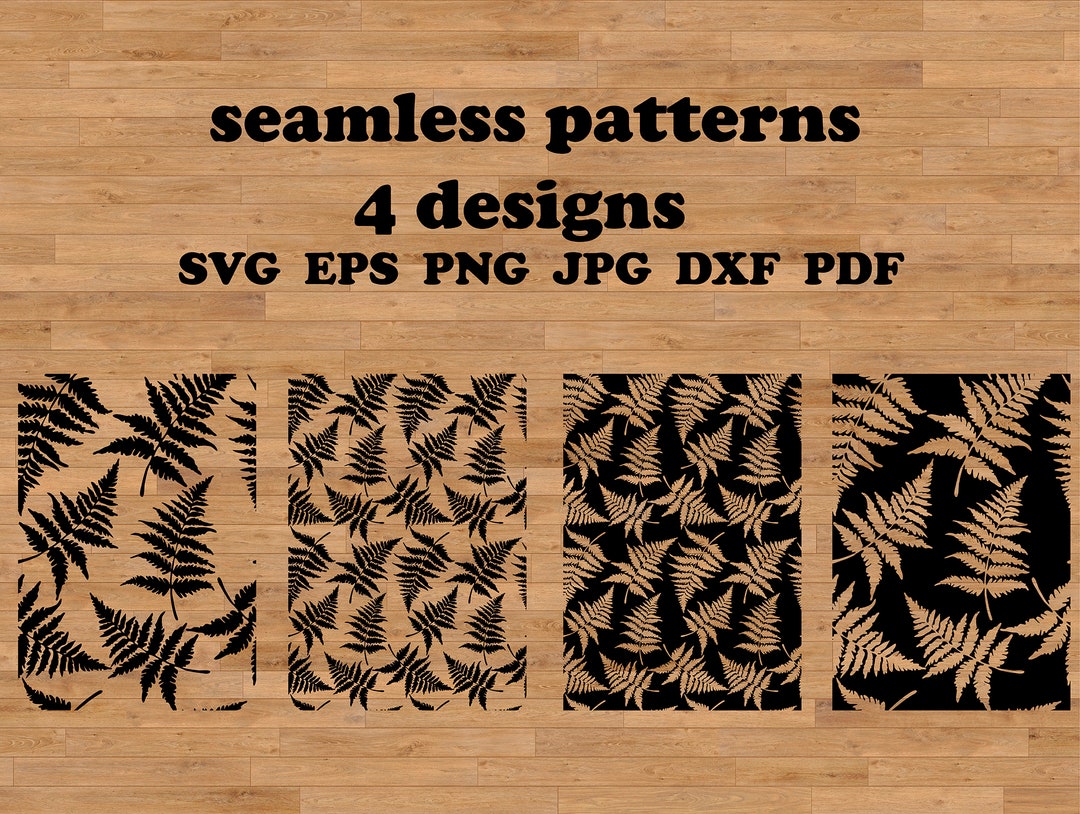 Seamless Pattern Fern, Fern Leaves Template Svg, Stencil Leaves, Nature ...
