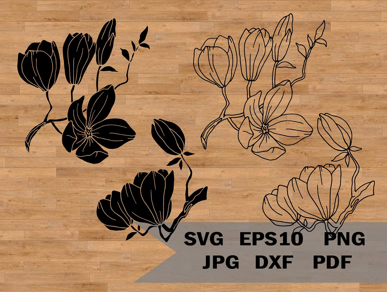 Magnolia flowers svg magnolia clipart magnolia cut file | Etsy